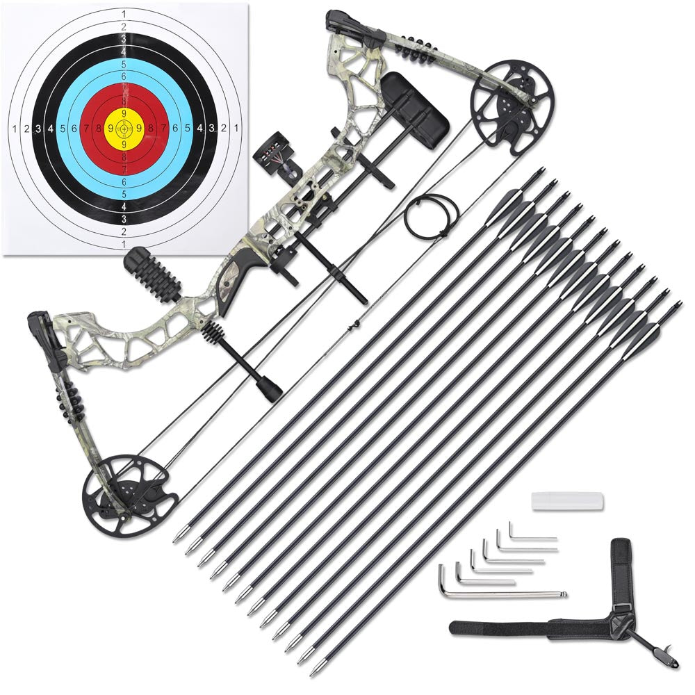 Trendtimes Archery Compound Bow Kit & 12 Carbon Arrows Fishing Bow ...