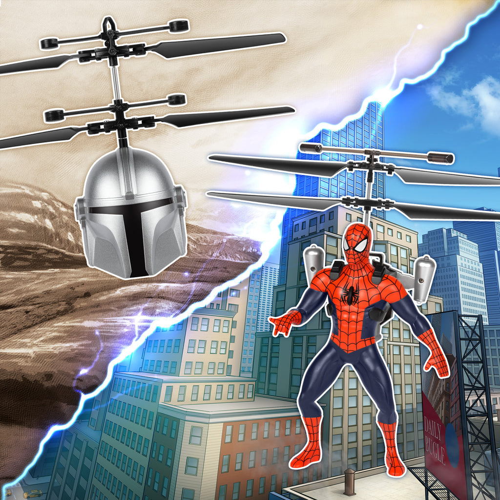 Star Wars Mandalorian Helmet & Spider-Man Flying Figure Bundle – Trend ...