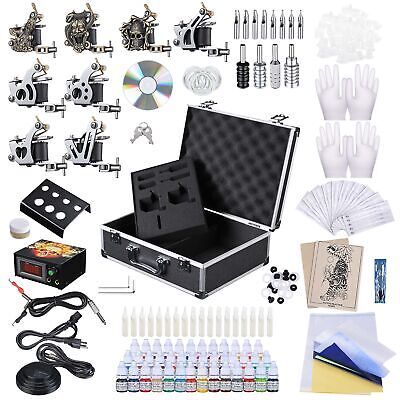Complete Tattoo Kit Professional 8 Machine Gun 54 Ink Power Supply Gri ...